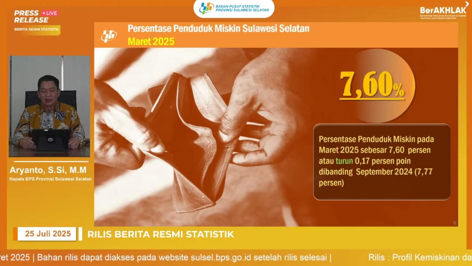 BPS: Angka Kemiskinan Sulsel Turun Jadi 7,60 Persen - LINIKATA.ID